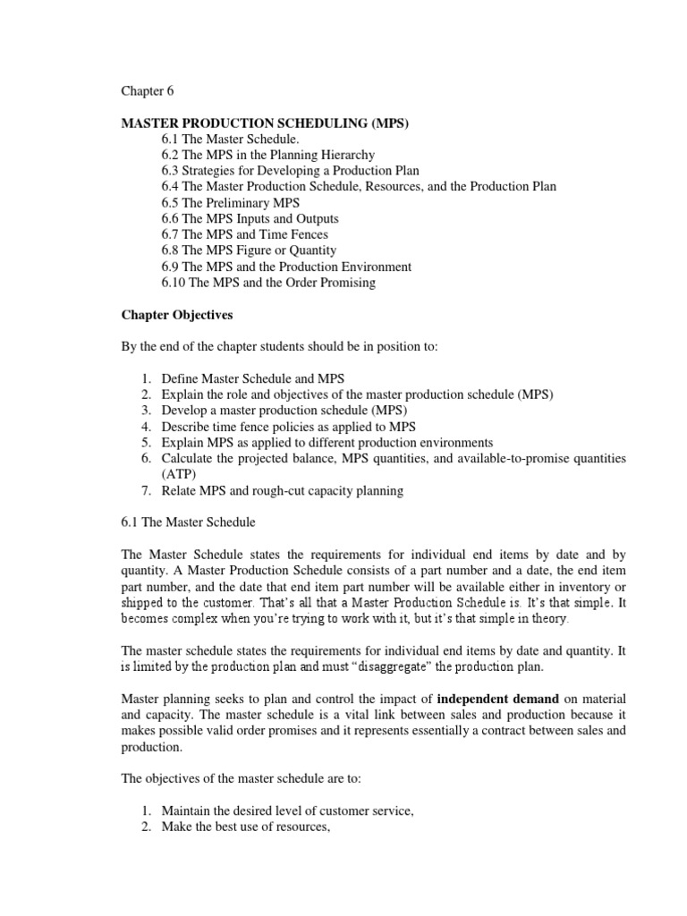 9.chapter 6 Master Production Scheduling | PDF | Inventory | Business
