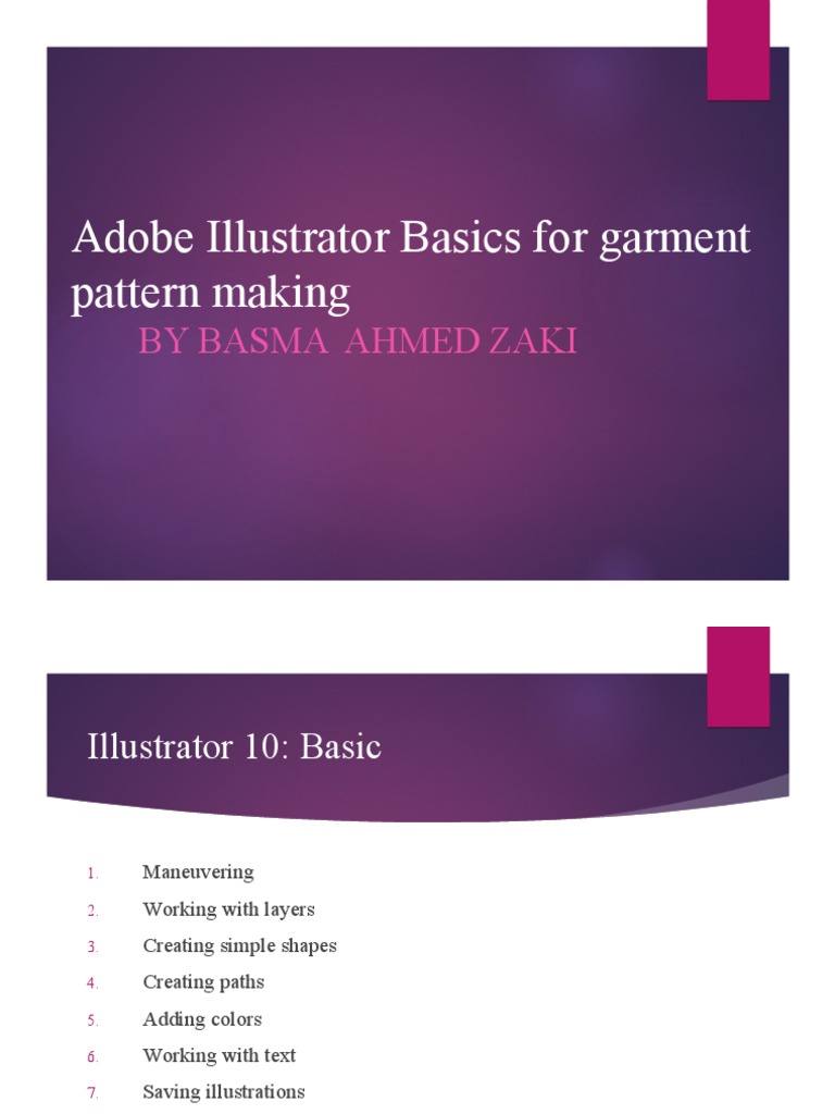 Adobe Illustrator Basics For Garment Pattern Making By Basma Ahmed