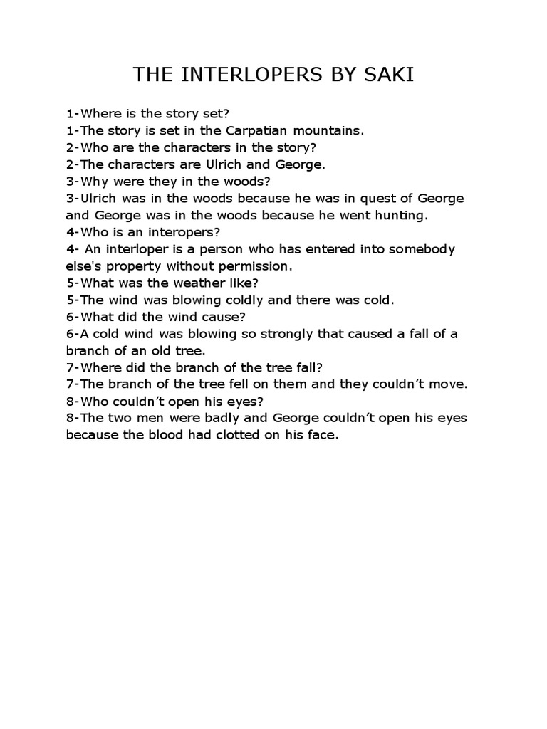 The Interlopers by Saki | PDF