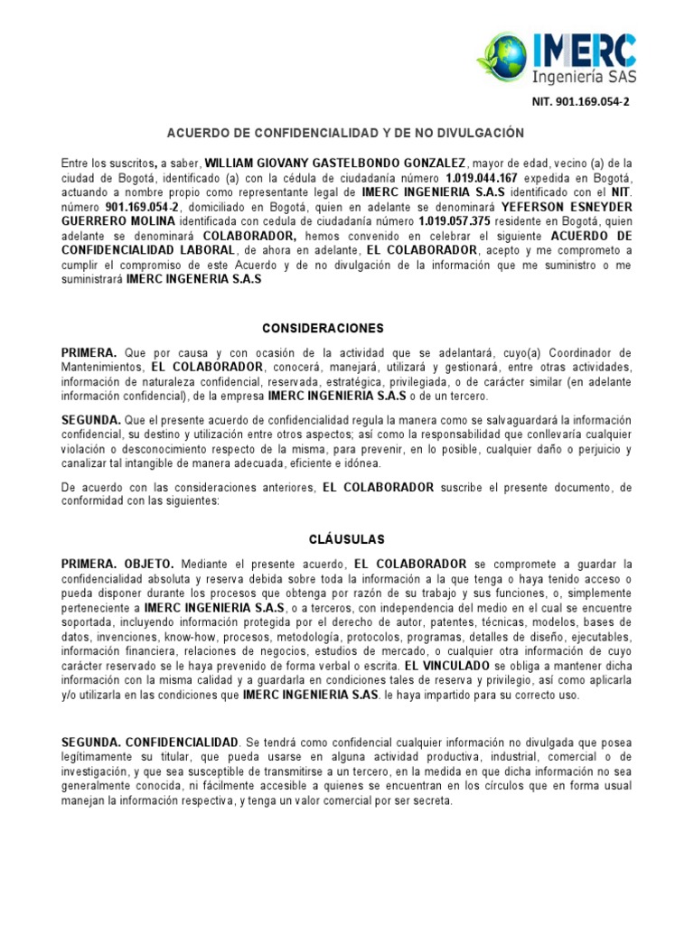 Ac-Fth - Acta de Confidencialidad | PDF | Confidencialidad | Ingeniería