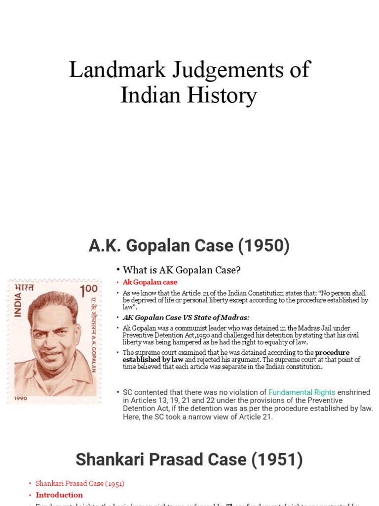 Landmark Judgements of Indian History | PDF | Supreme Court Of India ...