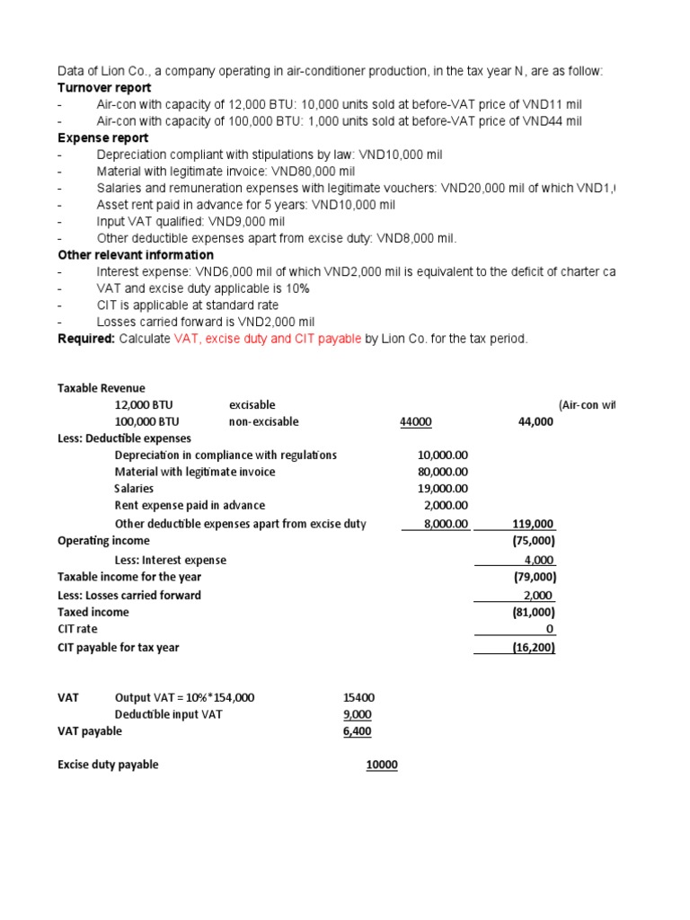 Tutorial 8 - CIT Problems - Sample Answer | PDF | Expense | Value Added Tax