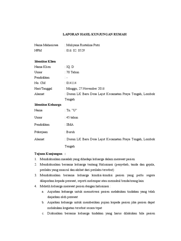 Laporan Hasil Kunjungan Rumah | PDF