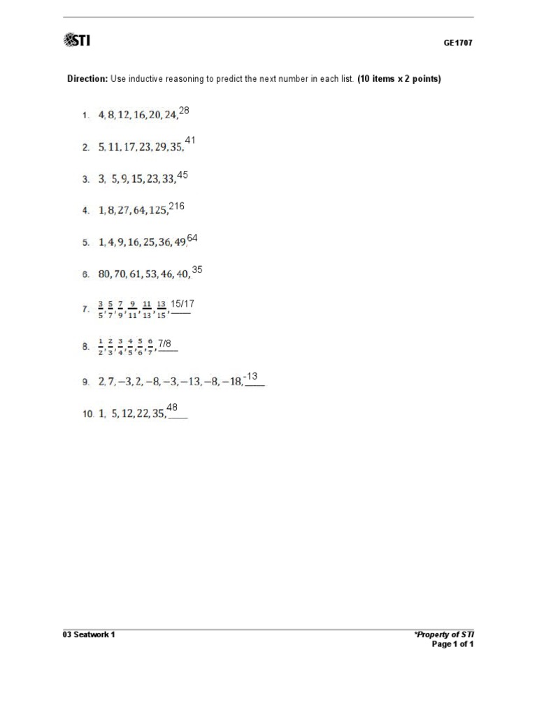Math Sequence Predictions | PDF