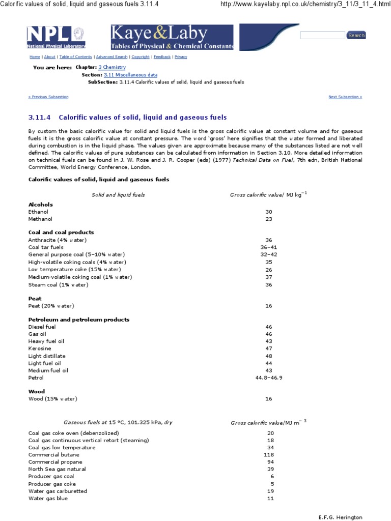 Calorific Values of Solid and Gaseous | Download Free PDF | Fuels | Coal