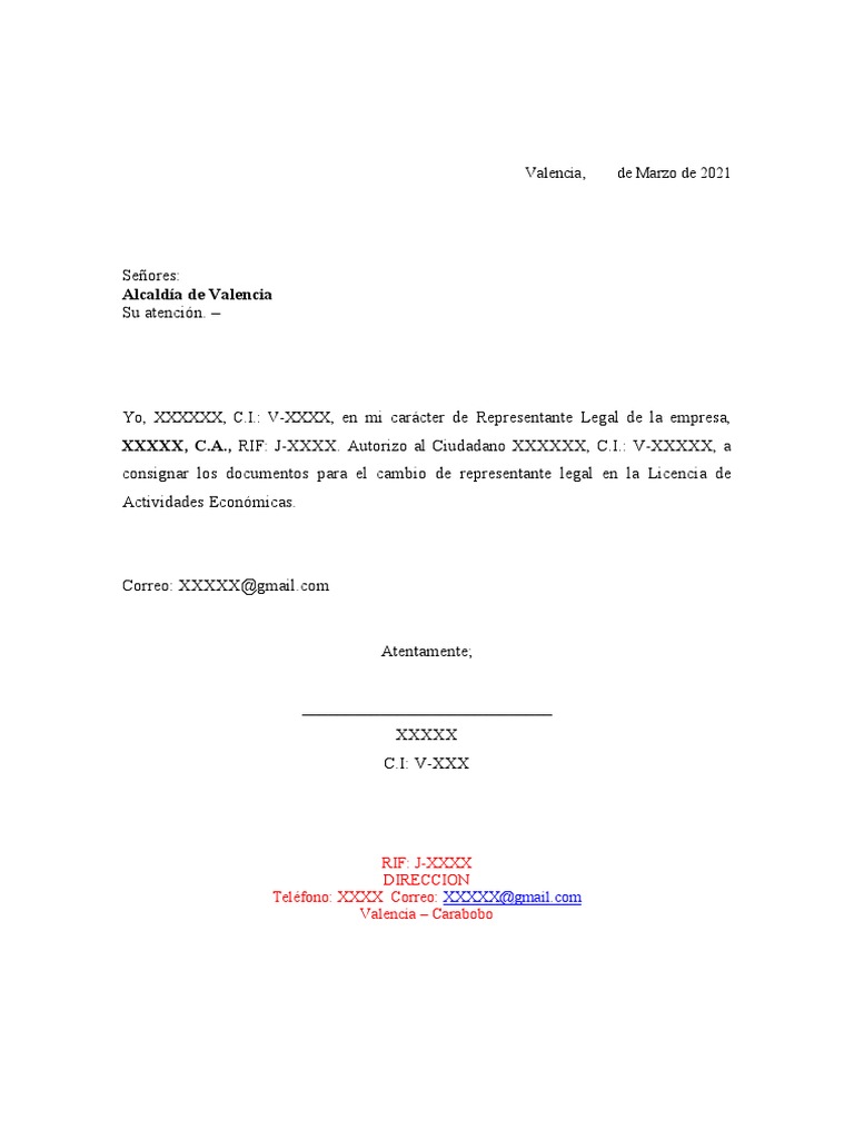 Carta de Autorizacion para Consignar Documentos | PDF