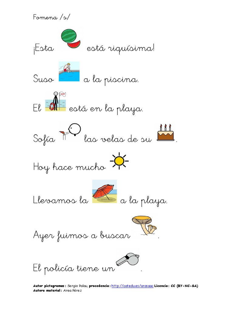 Frases con el fonema /s/ para niños | PDF
