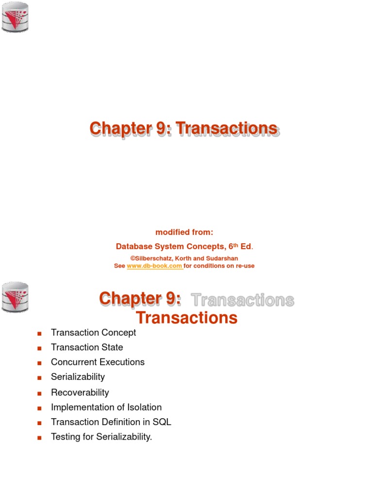 Chapter 9: Transactions: Modified From: Database System Concepts, 6 Ed | PDF | Database ...