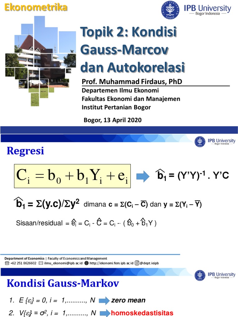 Topik 2 - Gauss Markov Dan Autokorelasi | PDF