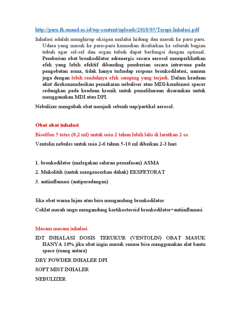 Panduan Terapi Inhalasi untuk Asma | PDF