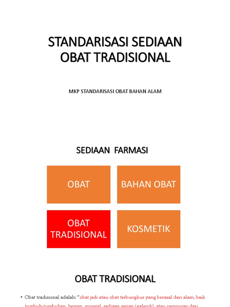 Standarisasi Sediaan Obat Tradisional | PDF