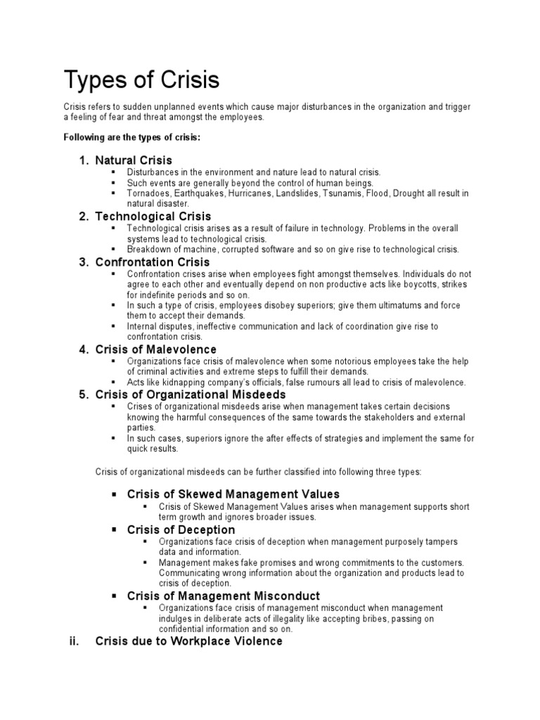 Types of Crises | PDF | Applied Ethics