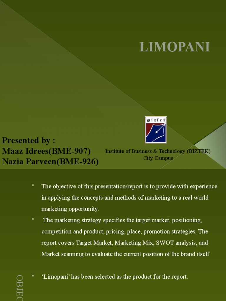 LIMOPANI Marketing Managment Presentation | PDF | Microeconomics ...