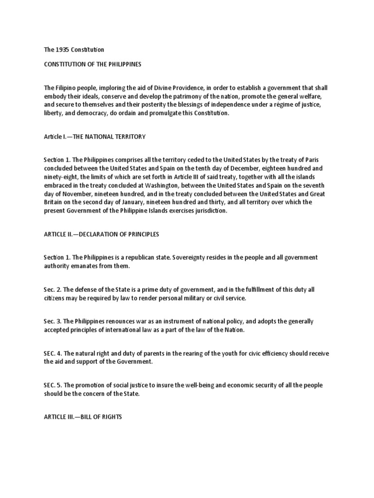 1935 Philippine Constitution Overview | PDF | Suffrage | Citizenship