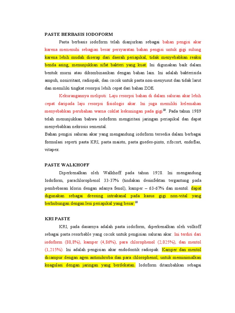 PASTE BERBASIS IODOFORM (Ok Ikga) | PDF