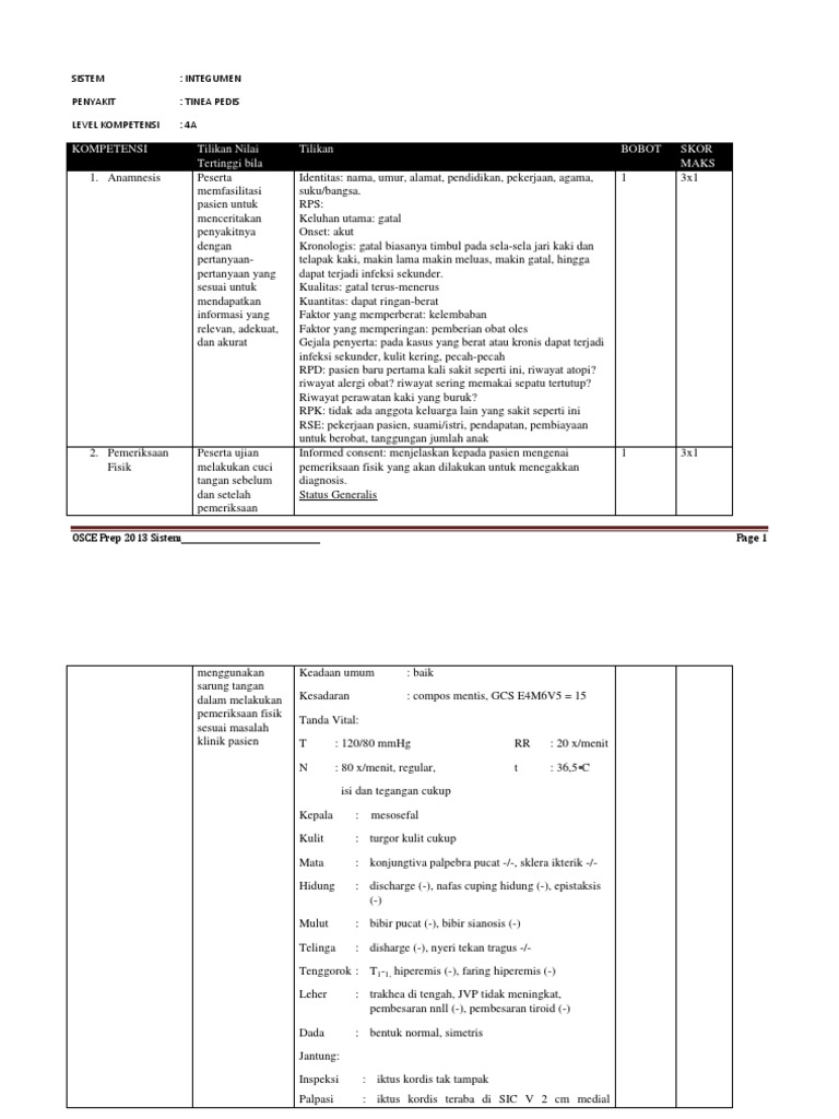OSCE: Tinea Pedis dan Penanganannya | PDF