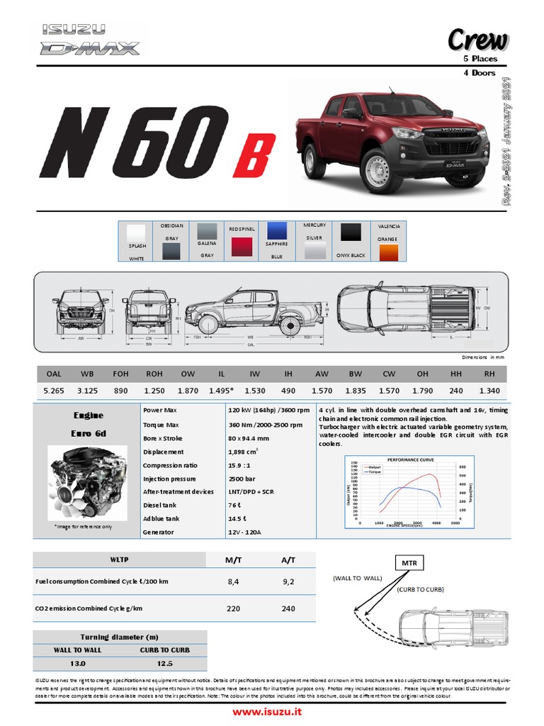 Isuzu N60B Specifications Overview | PDF | Brake | Steering