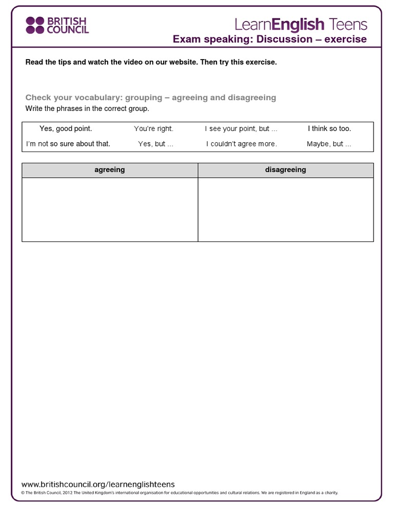 Exam Speaking: Discussion - Exercise: Check Your Vocabulary: Grouping ...