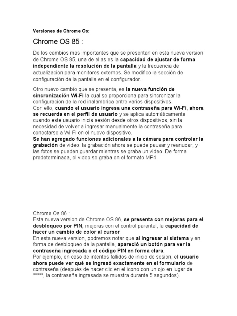 Versiones de Chrome Os | PDF | Chromebook | Software