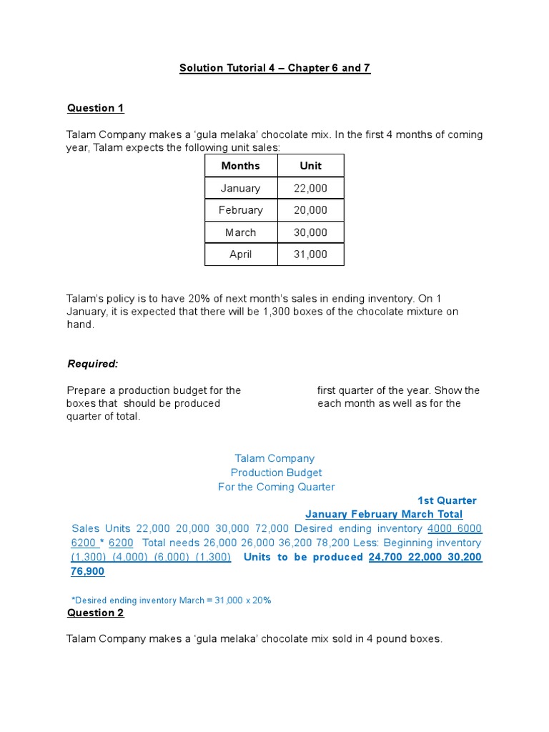 Solution Tutorial 4 - Chapter 6 and 7 | PDF | Financial Accounting ...