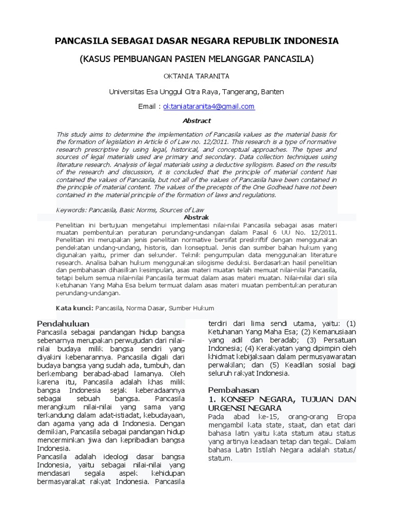 Jurnal Pancasila Sebagai Dasar Negara Indonesia | PDF