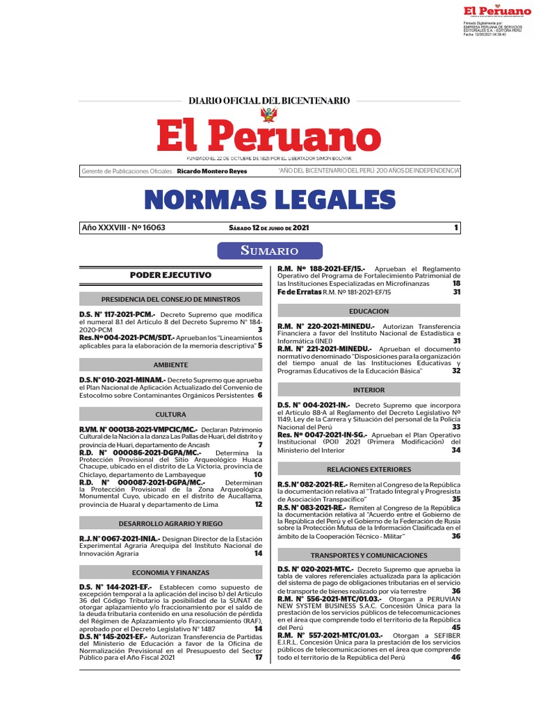 Tabla de MTC y 2021 | PDF | Perú | Estado de emergencia