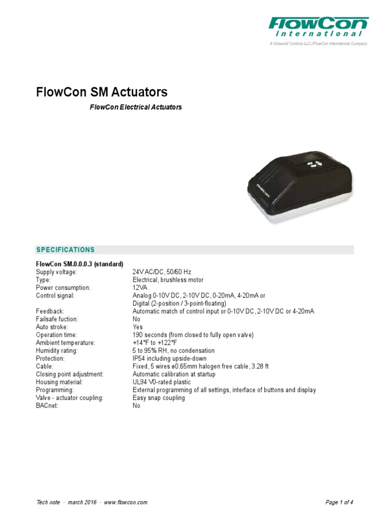 Griswold Flowcon SM Actuator | PDF | Electric Motor | Direct Current