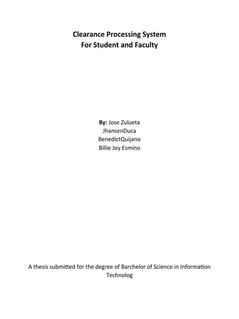 Clearance Processing System For Student and Faculty: Jhansenduca ...