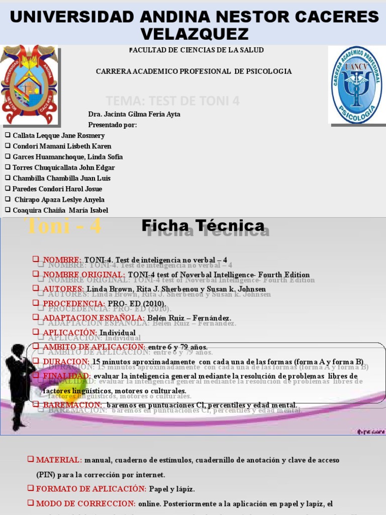 Test de Inteligencia No Verbal TONI-4 | PDF | Cociente de inteligencia ...