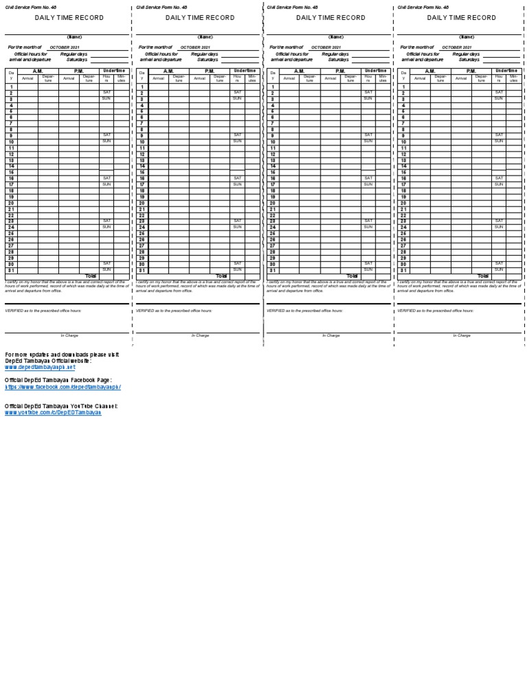 Digital Daily Time Record DTR October 2021 | PDF | Cyberspace | Web 2.0