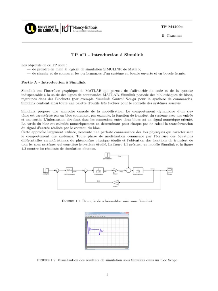 TP N 1 - Introduction À Simulink - PDF Téléchargement Gratuit | PDF