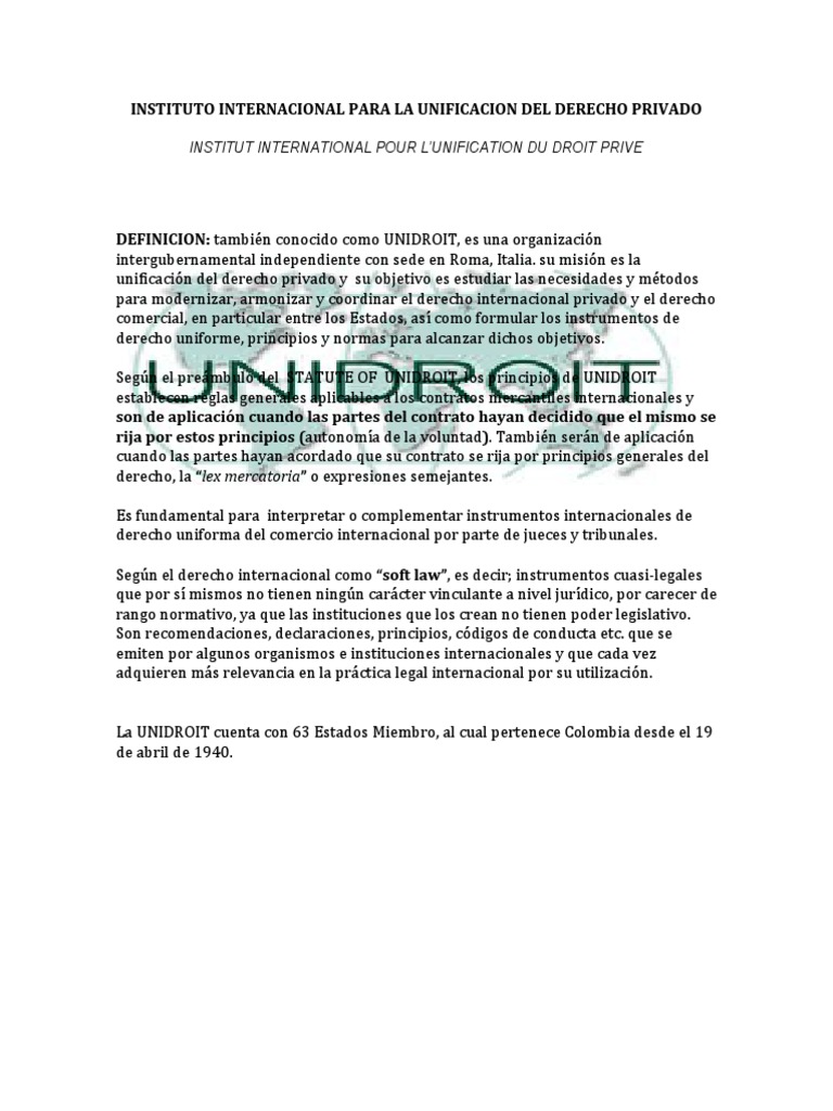 UNIDROIT | PDF | Derecho