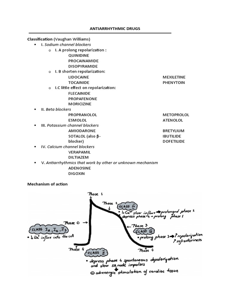 Antiarrhythmic Drugs Classification (Vaughan Williams) | PDF | Heart ...