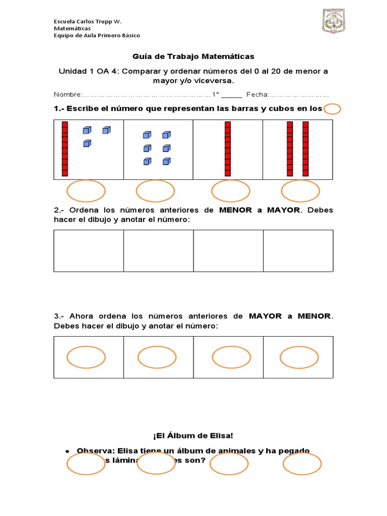 Comparación y Orden de Números Del 0 Al 20 | PDF