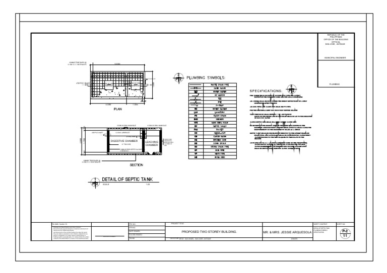 Detail of Septic Tank: Specifications | PDF | Plumbing | Storm Drain