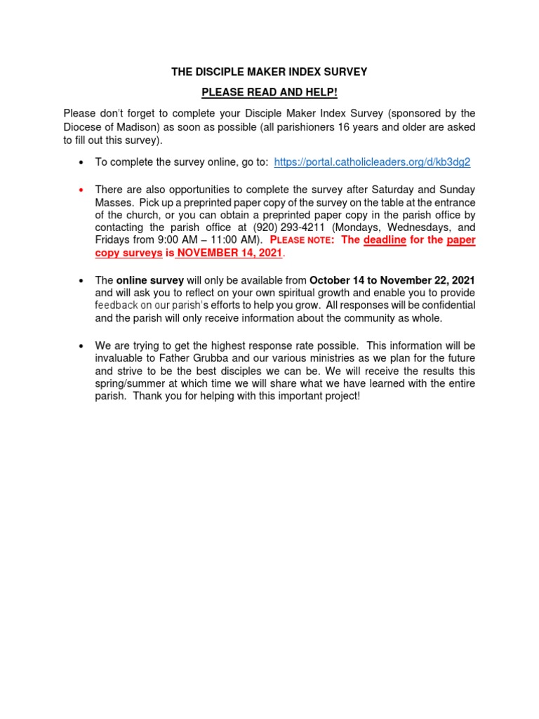 The Disciple Maker Index Survey | PDF