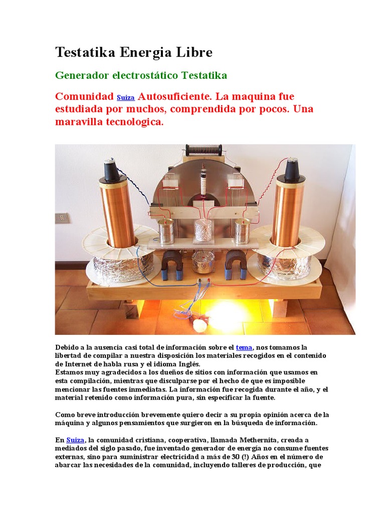 Testatika Energia Libre | PDF | Generador eléctrico | Verdad