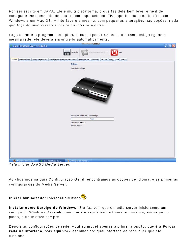 Tutorial PS3 Media Server | PDF | Microsoft Windows | Arquitetura de ...