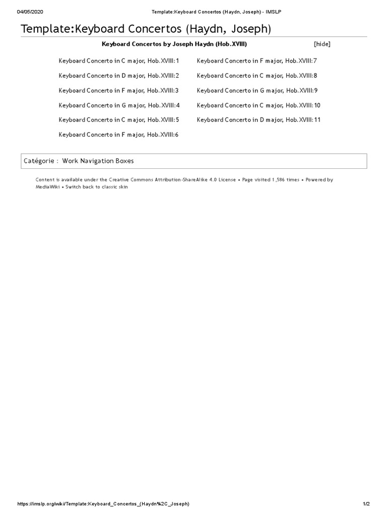 Template - Keyboard Concertos (Haydn, Joseph) - IMSLP | PDF