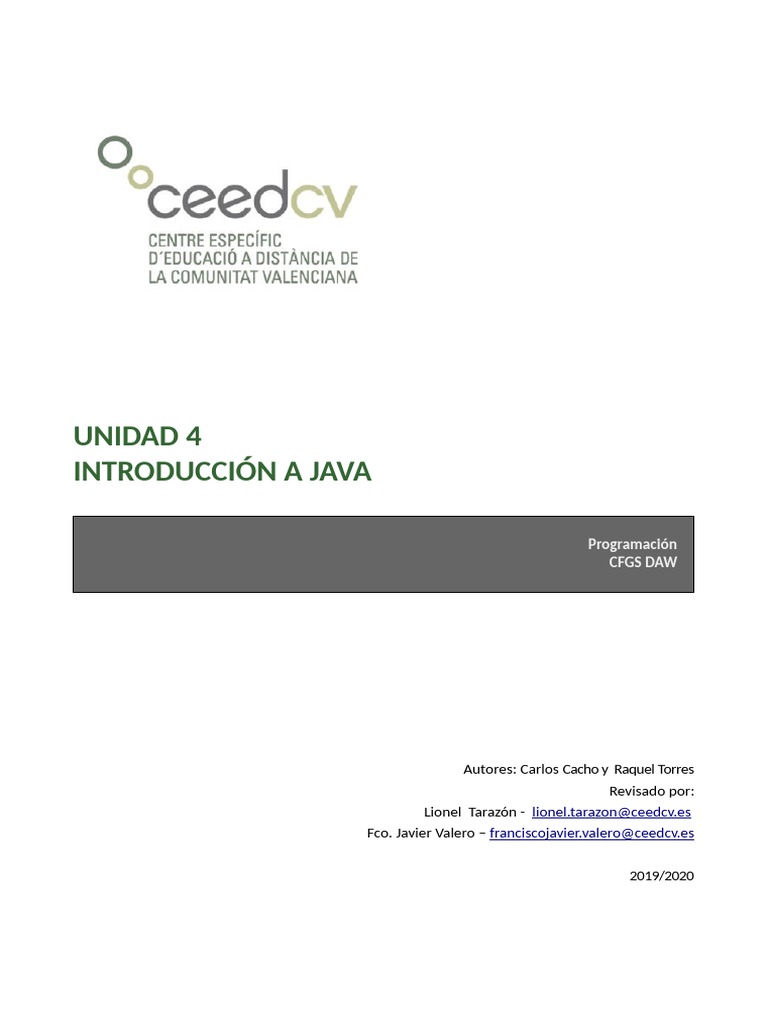 Ud4 Introduccion A Java | PDF | Java (lenguaje de programación ...