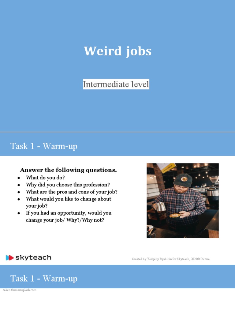 Weird Jobs (Worksheet) | PDF | Odor | Foods