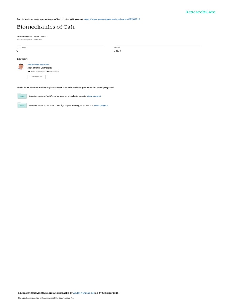 Biomechanics of Gait: June 2014 | PDF | Animal Locomotion | Biomechanics