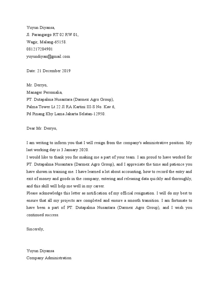 Resignaton Letter | PDF