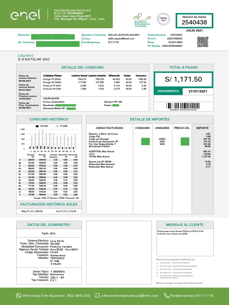 Julio - Luz - Callao - 2540438-1-2 | PDF | Cantidades fisicas ...