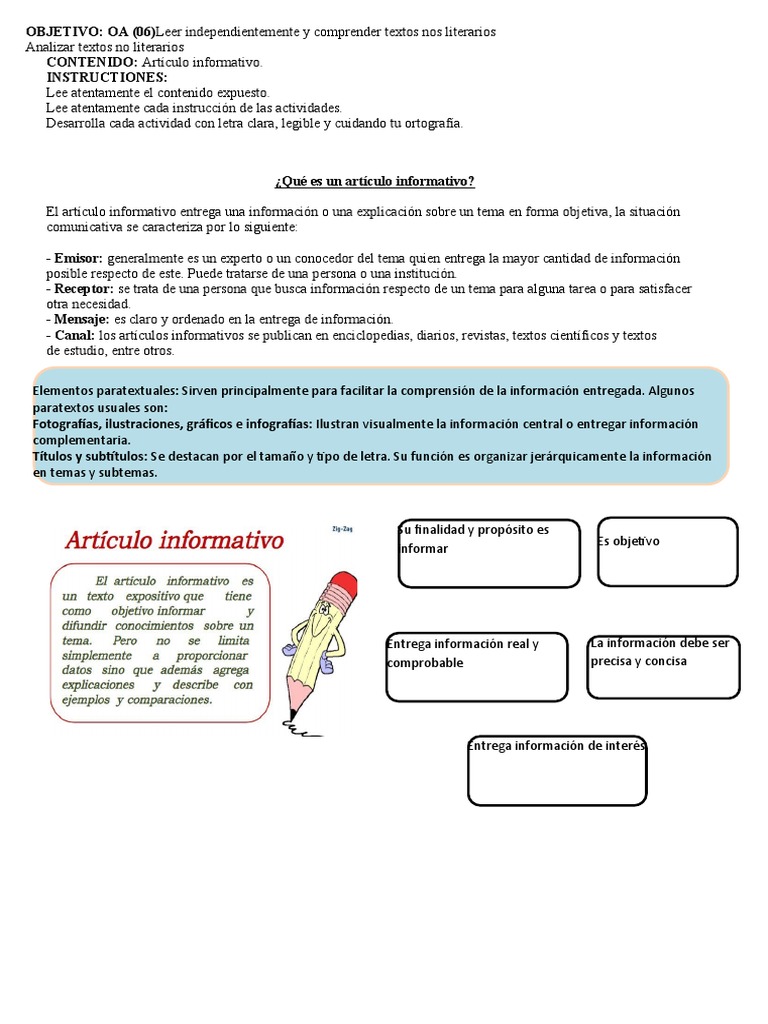 Guia Sobre El Articulo Informativo | PDF | Información | Ozono