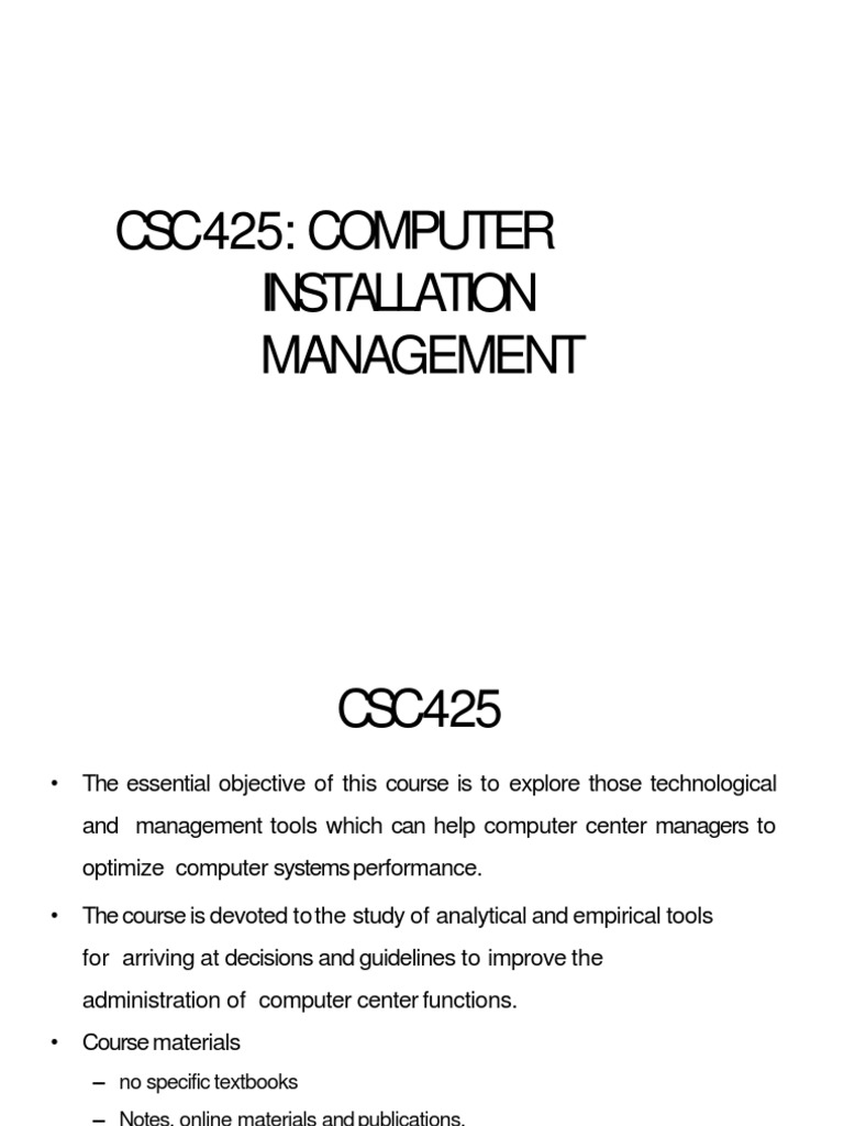 Csc 425 Computer Installation Management Pdf Computer Data Storage 8596