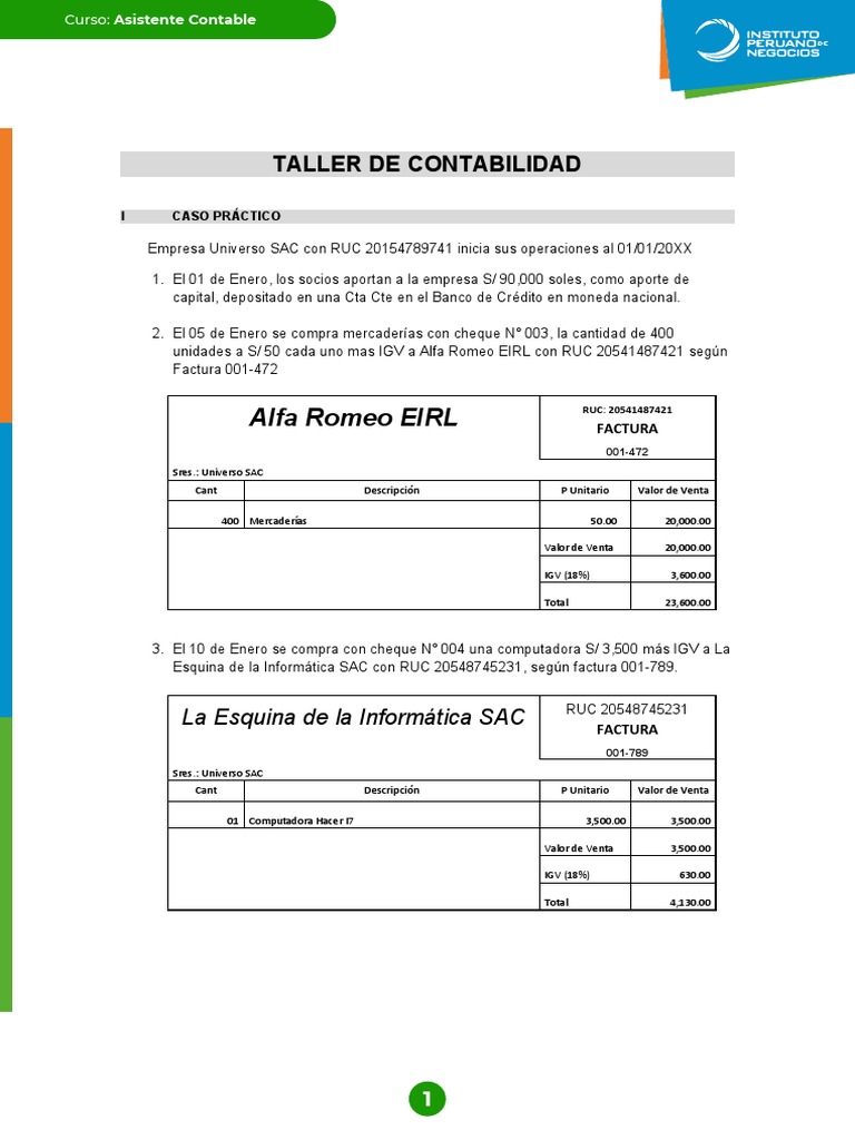 Taller de Contabilidad | PDF | Contabilidad | Economias