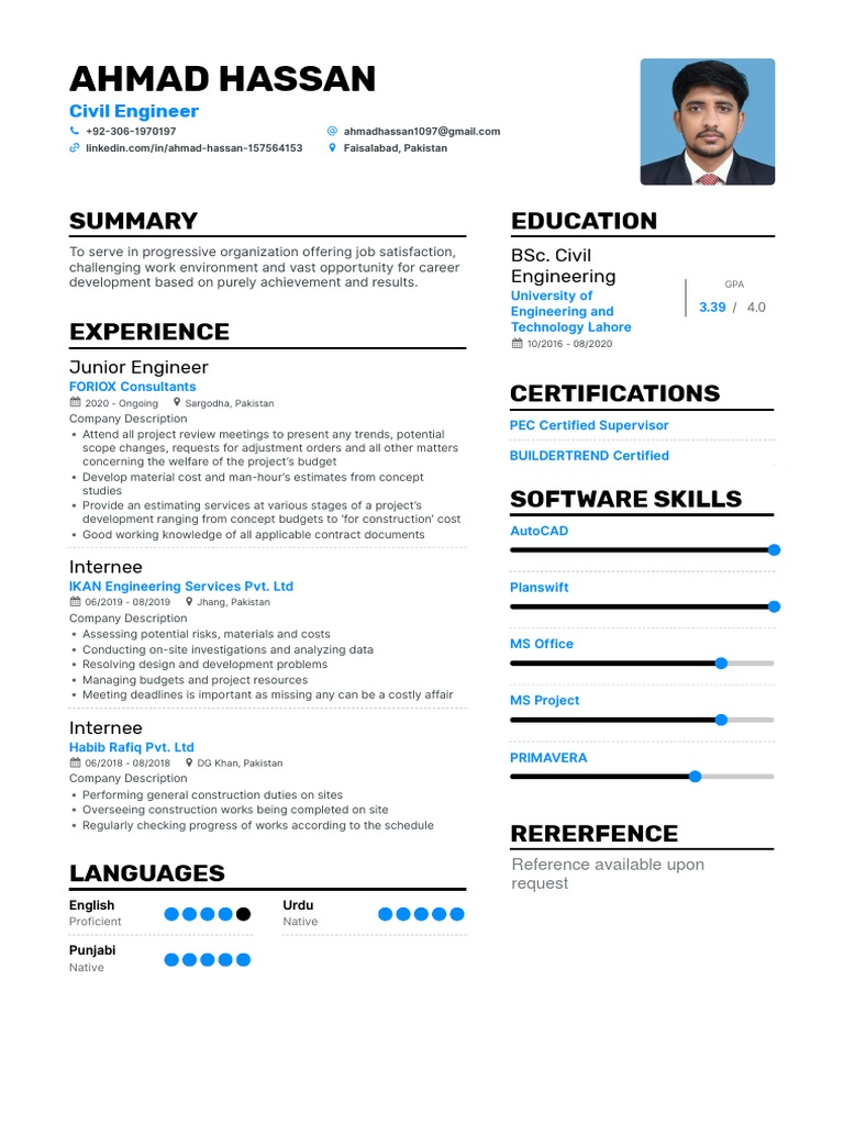 Ahmad Resume | PDF | Pakistan | Engineering