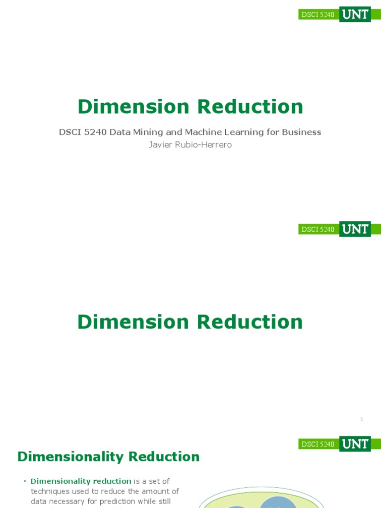 Dimension Reduction: DSCI 5240 Data Mining and Machine Learning For ...