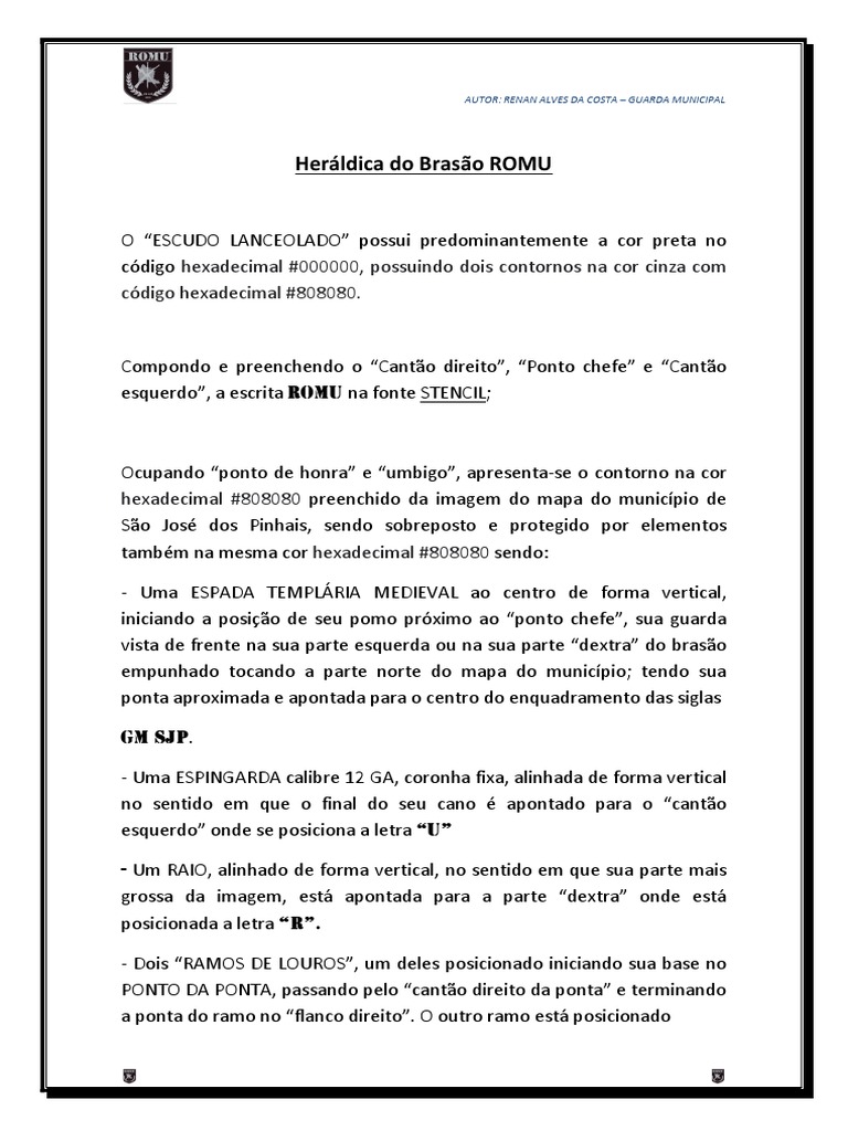 Heráldica do Brasão ROMU e Significados | PDF